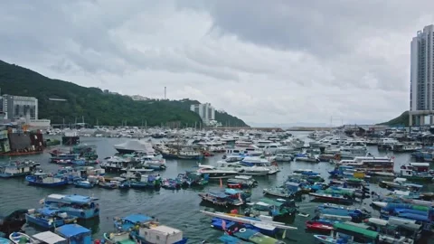 Aerial View Fishing boats in typhoon she... | Stock Video | Pond5