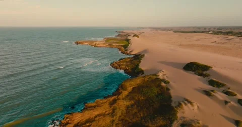 Aerial view flying over the beach in the... | Stock Video | Pond5