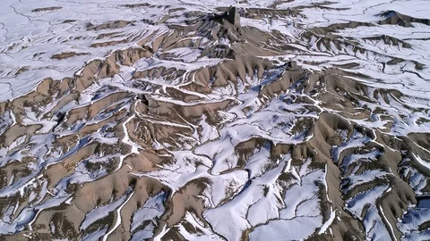 Aerial view flying over desert terrain a... | Stock Video | Pond5