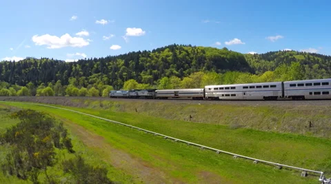 An aerial view following an Amtrak passe... | Stock Video | Pond5