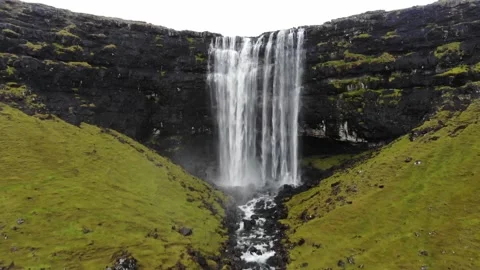 Aerial view of the Fossa Waterfall, Faro... | Stock Video | Pond5