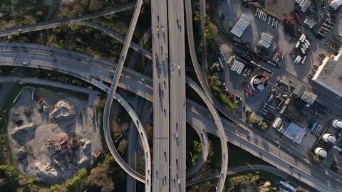 Aerial View of a Freeway Overpass System | Stock Video | Pond5
