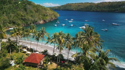 Aerial view of Gamat Bay in Nusa Penida ... | Stock Video | Pond5