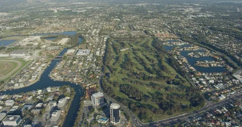 Aerial view golf club waterfront homes G... | Stock Video | Pond5