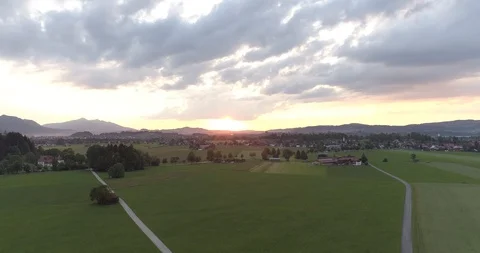 Aerial view of of green european fields ... | Stock Video | Pond5