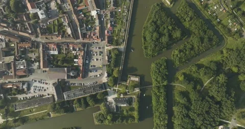 Aerial view of historic fort city with c... | Stock Video | Pond5