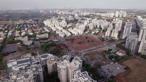 Aerial view of Hod Hasharon city, Israel | Stock Video | Pond5