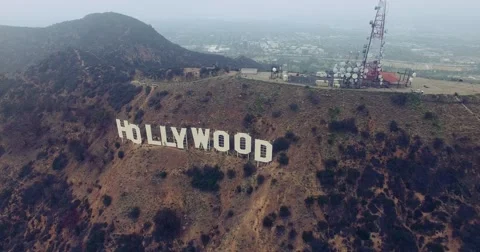 Aerial view of Hollywood Sign on top of ... | Stock Video | Pond5