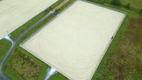 Aerial view of horseback riding hall wit... | Stock Video | Pond5