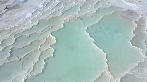 Aerial view of hot springs with blue wat... | Stock Video | Pond5