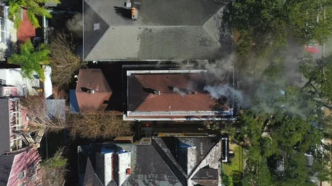 Aerial view of house fire revealing the ... | Stock Video | Pond5