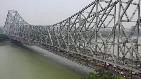 Aerial view of Howrah bridge or Rabindra... | Stock Video | Pond5
