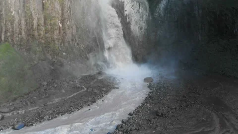 Aerial view of a huge waterfall from a s... | Stock Video | Pond5
