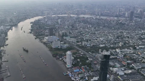 aerial view hyperlapse video of chao phr... | Stock Video | Pond5