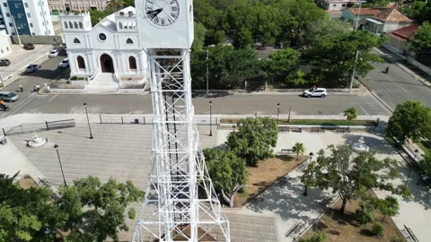 Aerial view of the iconic El Reloj clock... | Stock Video | Pond5