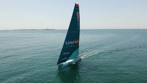 Aerial view of the IMOCA Class Boat Team... | Stock Video | Pond5