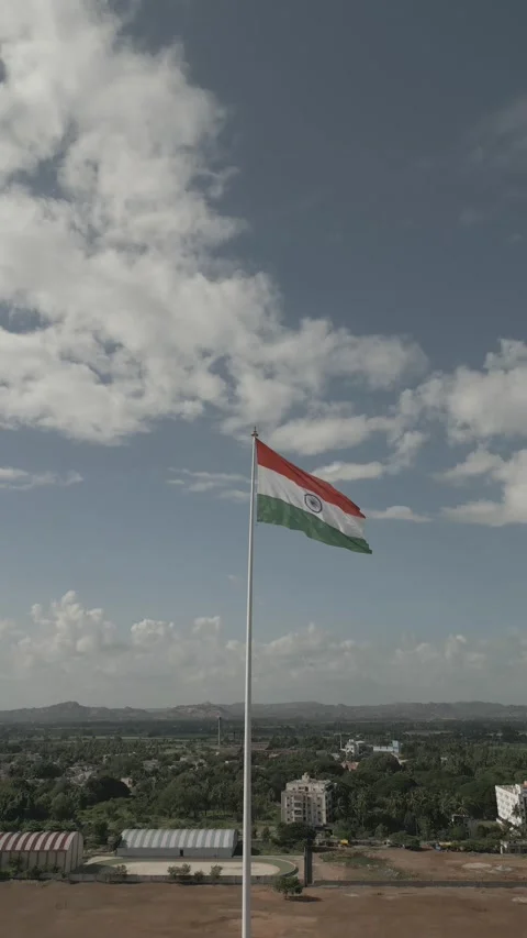 Aerial view of an Indian flag waving in ... | Stock Video | Pond5