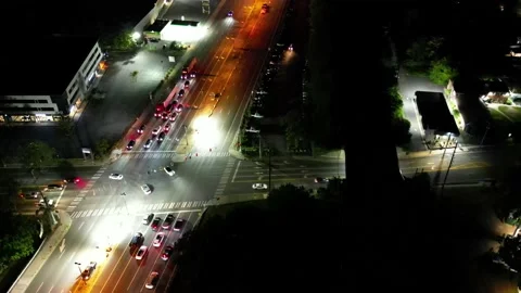 An aerial view of an intersection at nig... | Stock Video | Pond5