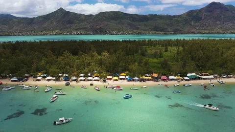 Aerial view of Island Benetier, Mauritiu... | Stock Video | Pond5