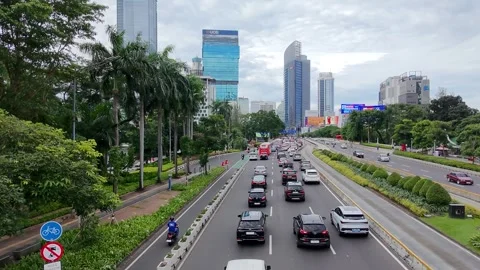 Aerial view of Jalan Jenderal Sudirman, ... | Stock Video | Pond5
