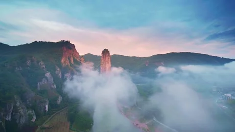 aerial view of Jinyun Xiandu scenic spot | Stock Video | Pond5
