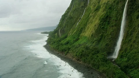 Aerial view Jurassic cliffs Pacific ocea... | Stock Video | Pond5