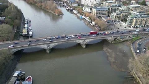 An aerial view of Kew Bridge, crossing t... | Stock Video | Pond5