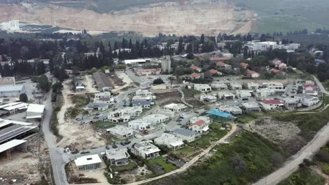 Aerial view of Kibbutz Kfar Giladi, loca... | Stock Video | Pond5