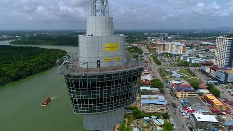 Aerial view of Kuantan 188 tower and bac... | Stock Video | Pond5
