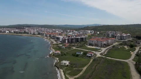 Aerial view of Lapseki, a small town alo... | Stock Video | Pond5