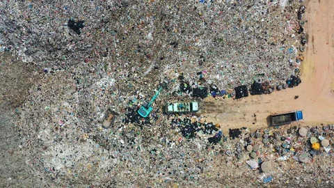 Aerial view of large landfill. Waste Gar... | Stock Video | Pond5