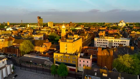 Aerial view of Leicester Town hall in Le... | Stock Video | Pond5