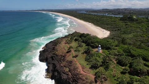 Aerial View Of Lighthouse On Fingal Head... | Stock Video | Pond5
