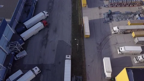 Aerial view of logistics warehouse and t... | Stock Video | Pond5