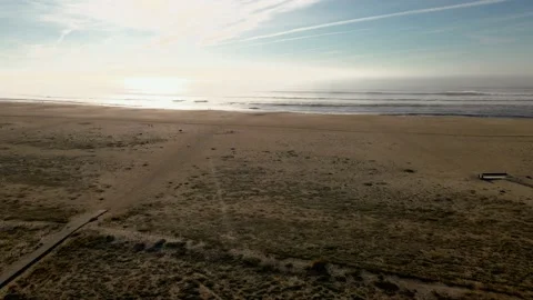 Aerial view of long beach, flying in dir... | Stock Video | Pond5