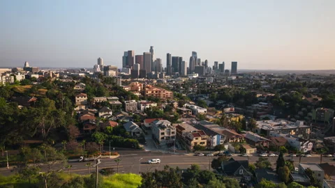 Aerial view of Los Angeles, CA, iconic d... | Stock Video | Pond5