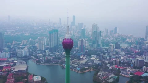 Aerial view of Lotus Tower in Colombo do... | Stock Video | Pond5