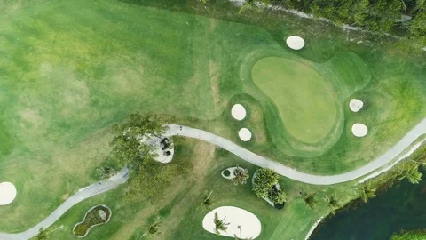 Aerial view of luxury golf course with t... | Stock Video | Pond5