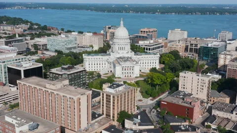 Aerial view of Madison skyline with down... | Stock Video | Pond5