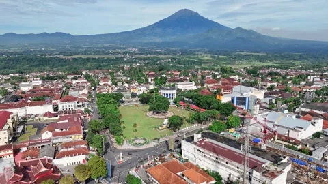 Aerial view of Magelang Town Square with... | Stock Video | Pond5