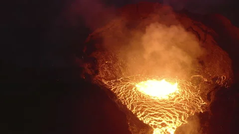 Aerial view of magma coming through a cr... | Stock Video | Pond5