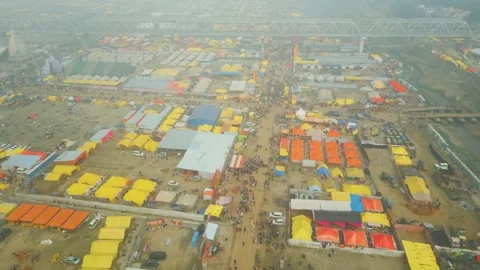 Kumbh Aerial View Stock Footage ~ Royalty Free Stock Videos | Pond5