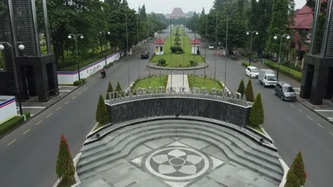 Aerial view of the Main Gate of Gadjah M... | Stock Video | Pond5