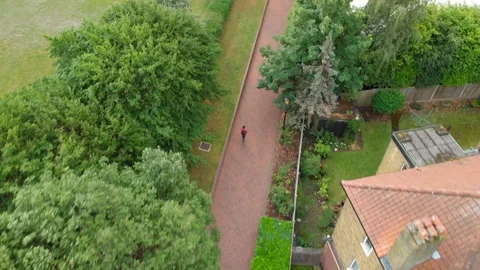 AERIAL VIEW: Man running through King Ge... | Stock Video | Pond5
