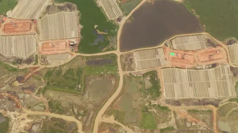 Aerial view of many brick factories, Dha... | Stock Video | Pond5