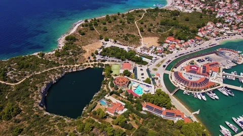 Aerial view of marina Frapa and Dragon E... | Stock Video | Pond5