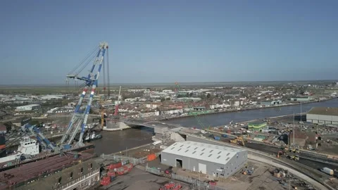 Aerial view of Matador 3 crane floating ... | Stock Video | Pond5