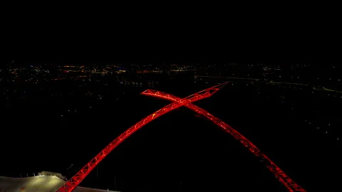 Aerial View of Matagarup Bridge Glowing ... | Stock Video | Pond5