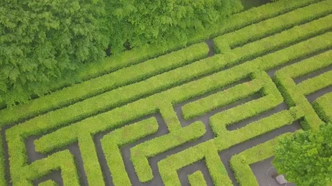 Aerial view of maze, green labyrinth in ... | Stock Video | Pond5