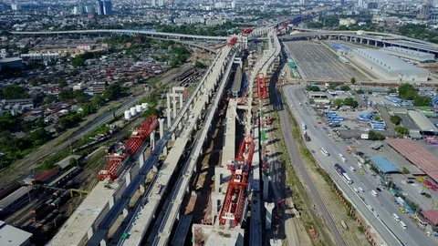 Aerial view of metro rail system transpo... | Stock Video | Pond5